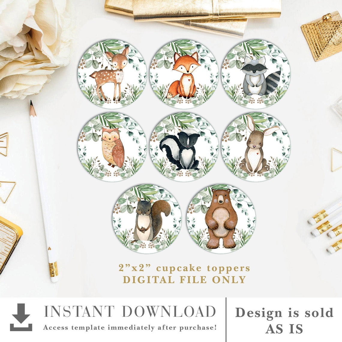 Greenery Woodland Animals Birthday Printable Decor. Forest - Etsy
