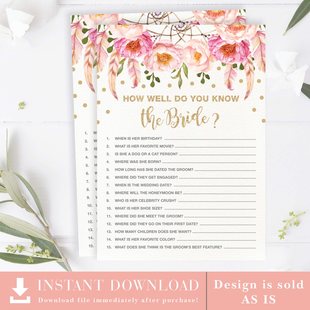 How Well Do You Know the Bride? Bridal Shower and Hens Party Game ...