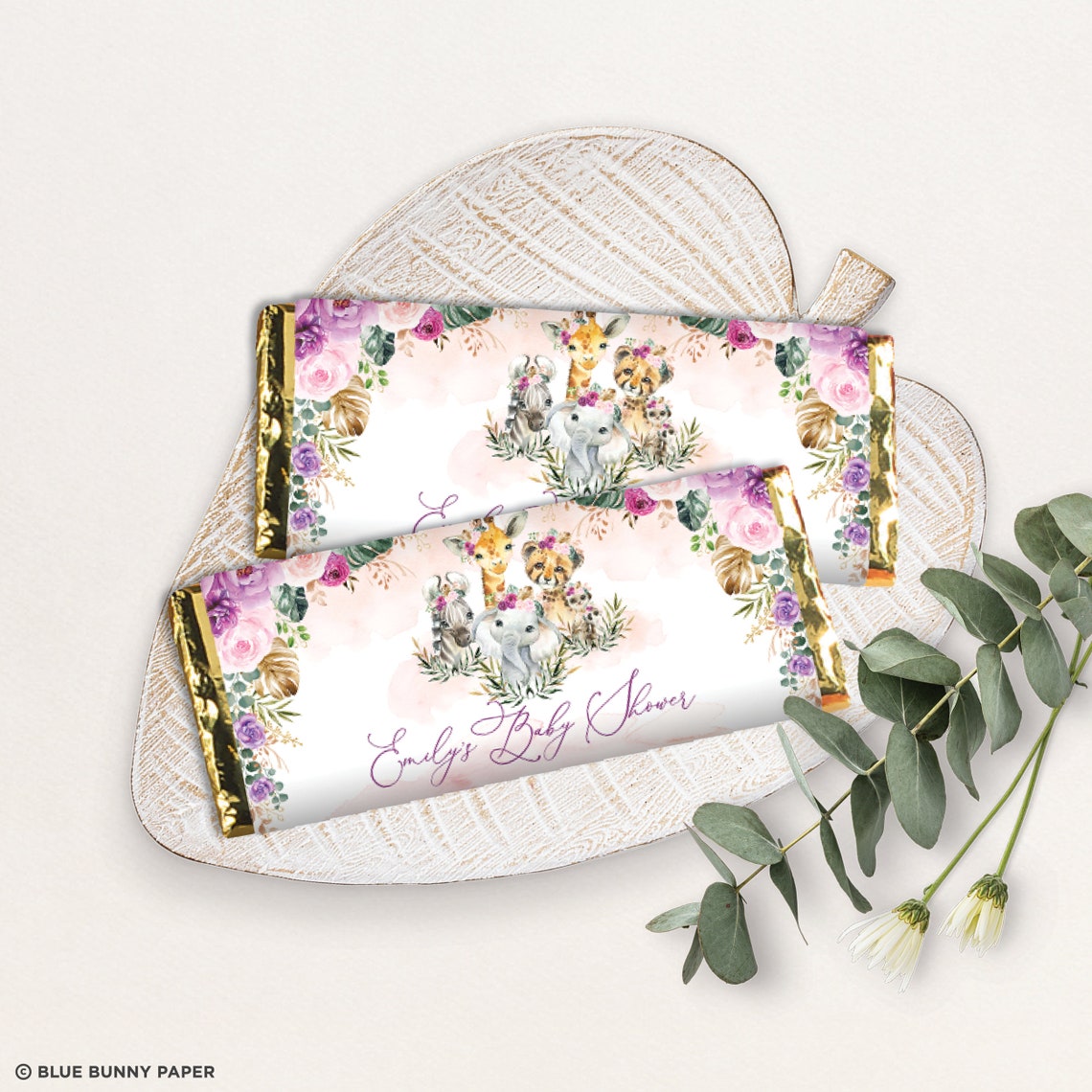 EDITABLE Jungle Chocolate Bar Wrapper, Boho Safari Candy Bar Wrapper ...