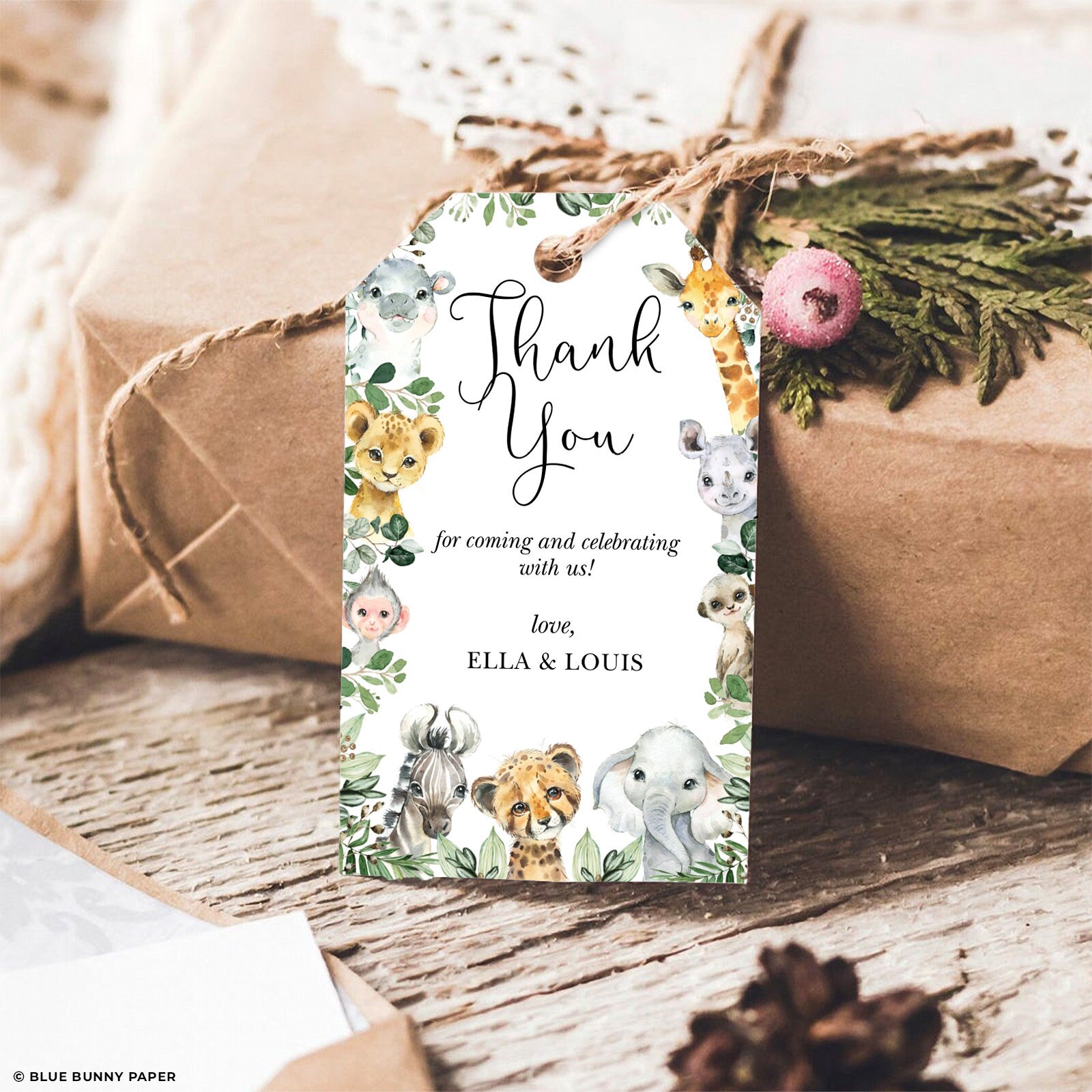 EDITABLE Jungle Favor Tag Template Safari Baby Shower Gift - Etsy