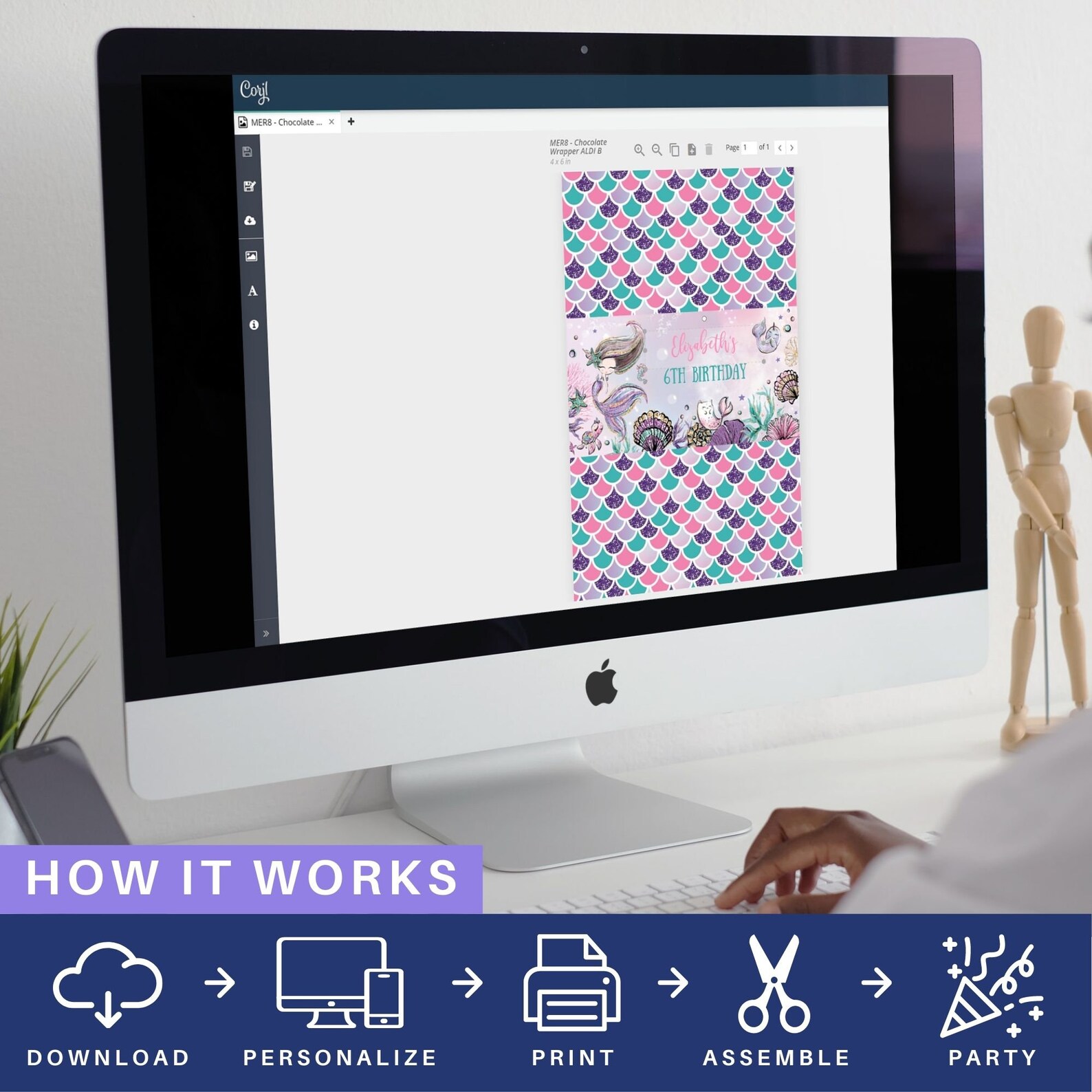 Mermaid Chocolate Wrapper Under the Sea Candy Bar Wrapper | Etsy