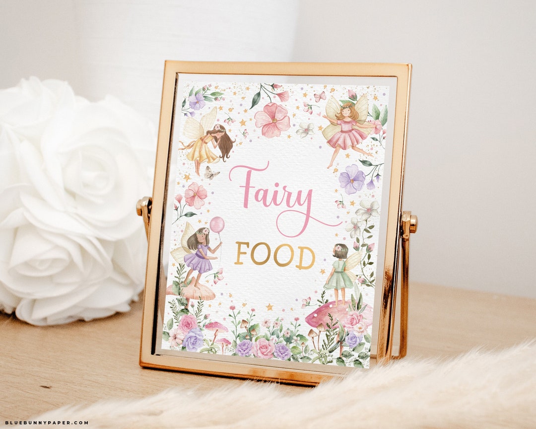 Fairy Birthday Party Fairy Food Table Sign Whimsical Enchanted Magical ...