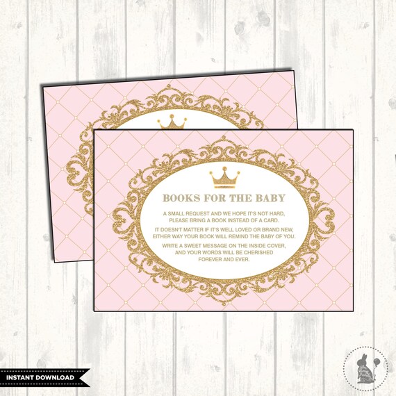 Royal Princess Pink and Gold BOOK REQUEST Printable Card. Bring a Book ...