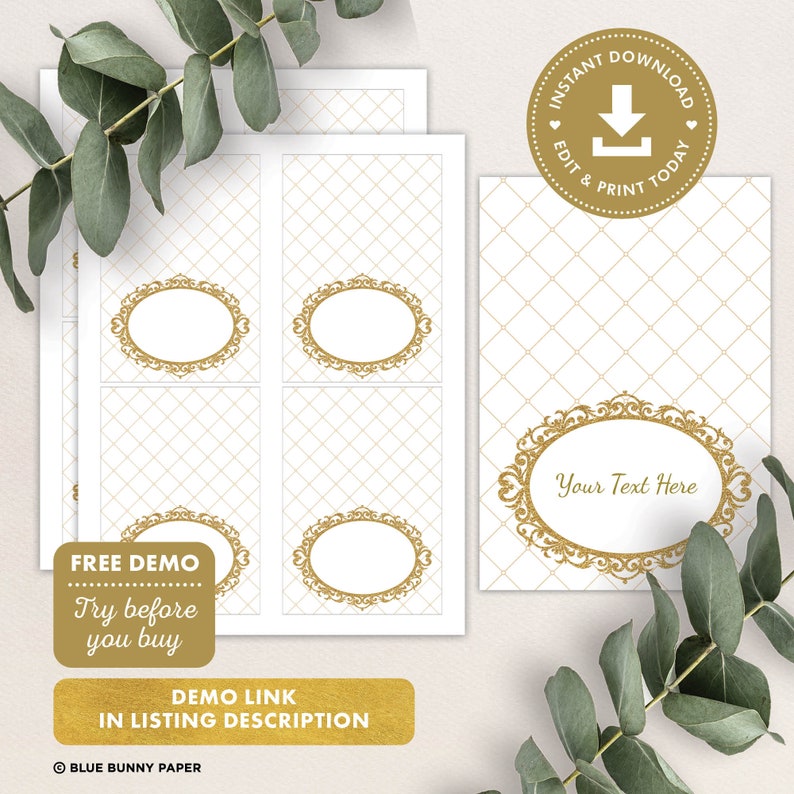 EDITABLE Royal Prince Food Tent Labels White and Gold Place - Etsy