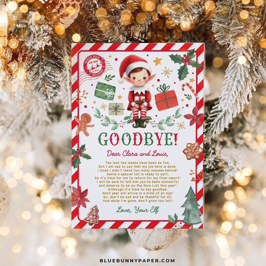 Editable Elf Goodbye Letter Departure Letter Christmas Goodbye From ...