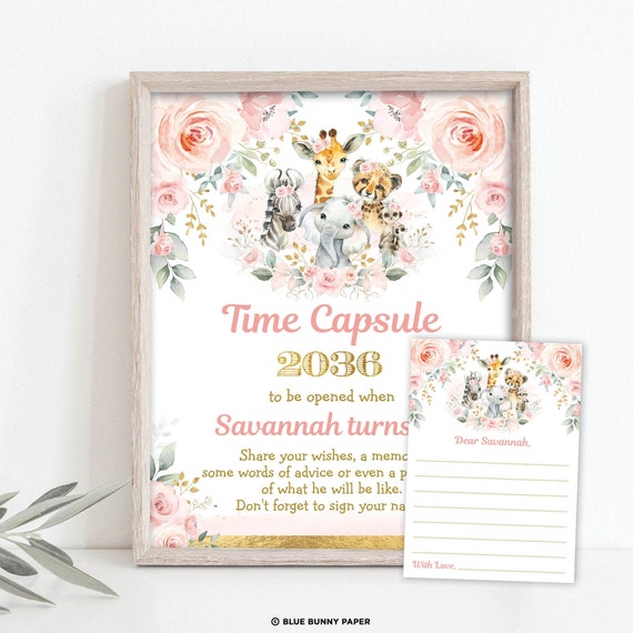 Blush Safari TIME CAPSULE, Jungle Animals First 1st Birthday ...