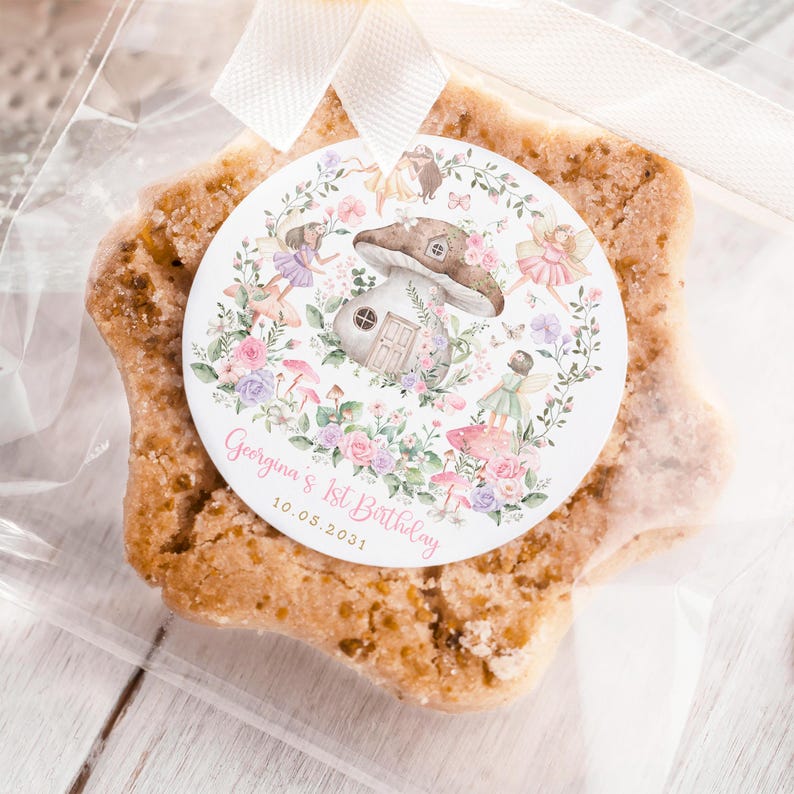 EDITABLE Fairy Round Sticker Label Fairy Garden Circle Tag Template ...