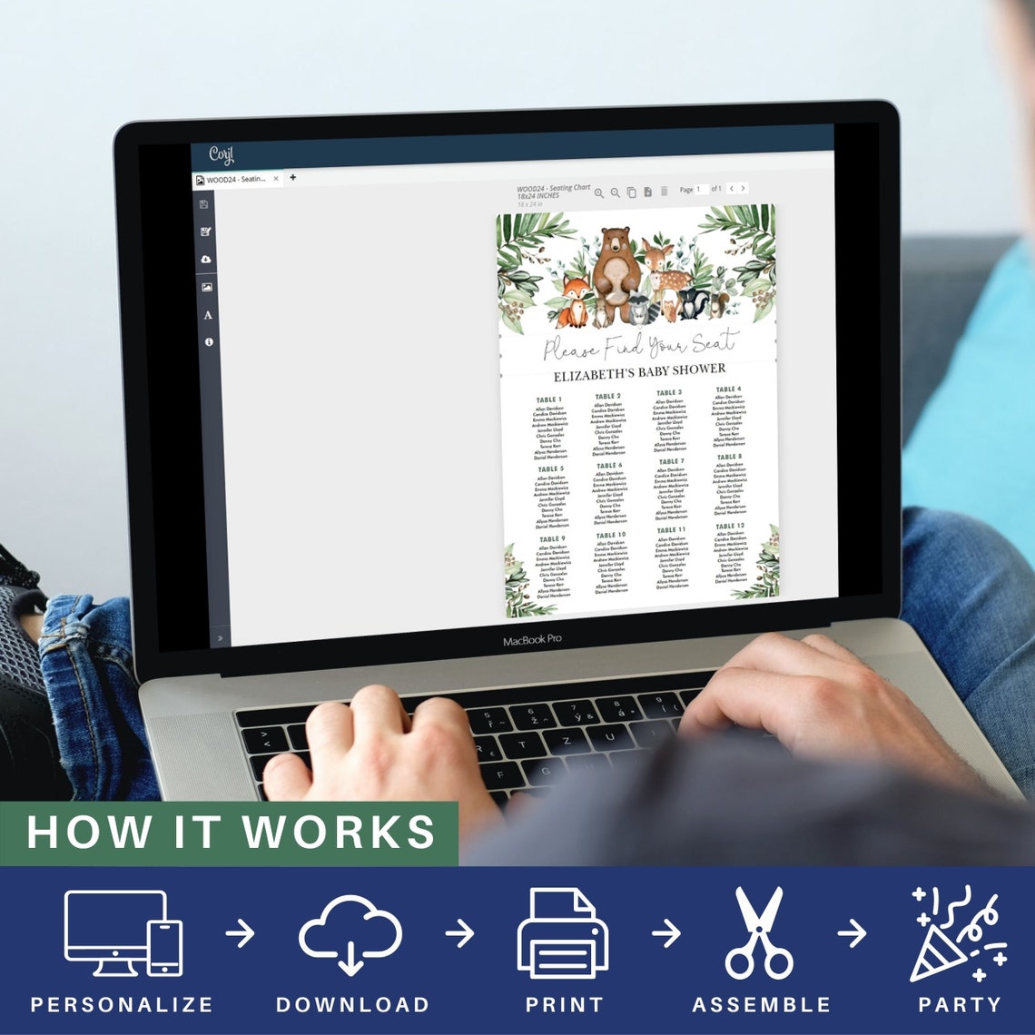 Woodland Animals Seating Chart Template Forest Wild One 1st | Etsy