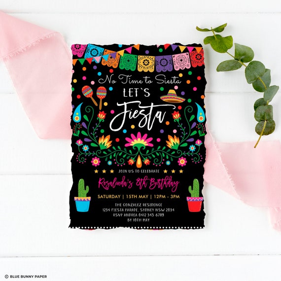 Fiesta Birthday Party Invitation, Mexican Theme Party Printable Invite ...