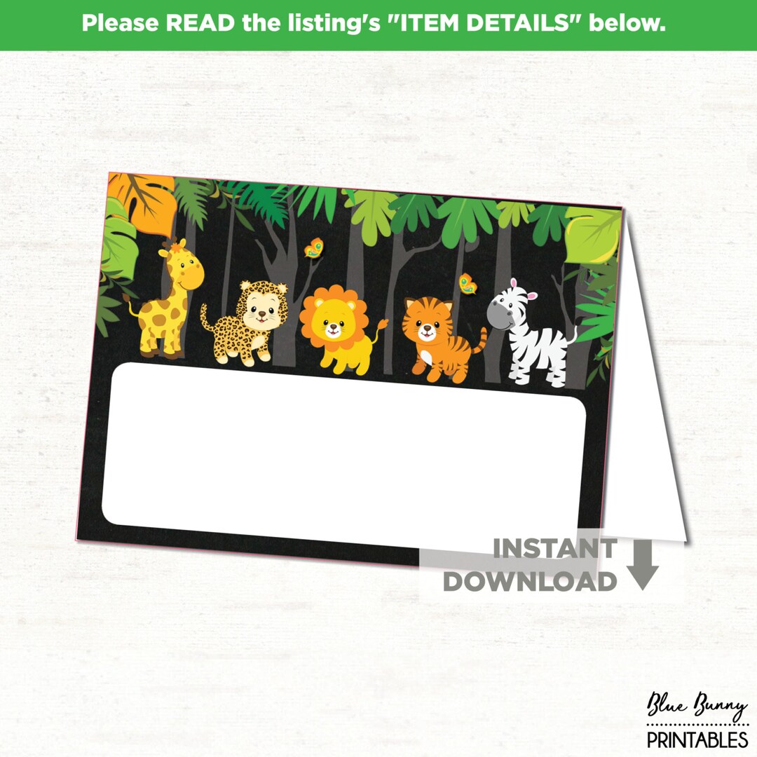 JUNGLE Theme Food Tent Labels. Jungle Birthday Party Decor. - Etsy