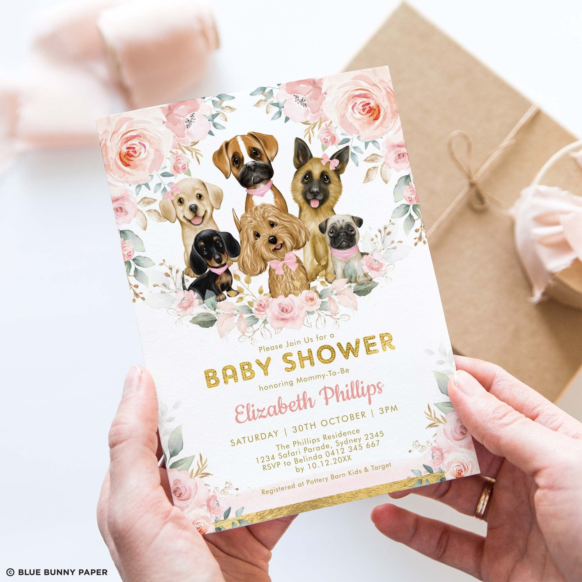 Editable Dog Baby Shower Invitation Puppy Baby Girl Invite - Etsy