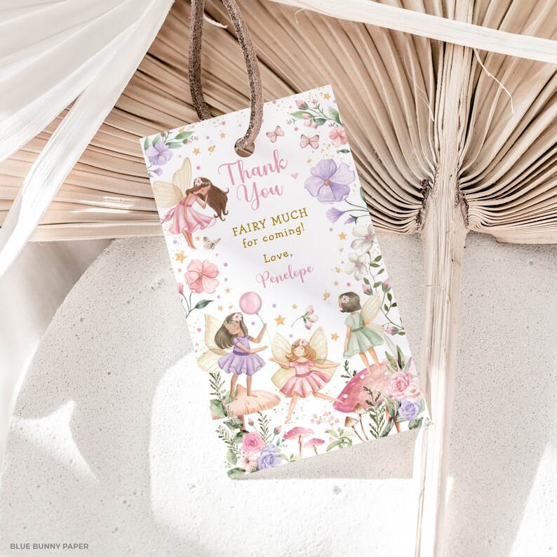 Editable Favor Tag Template Fairy Theme Girl Birthday or Baby - Etsy