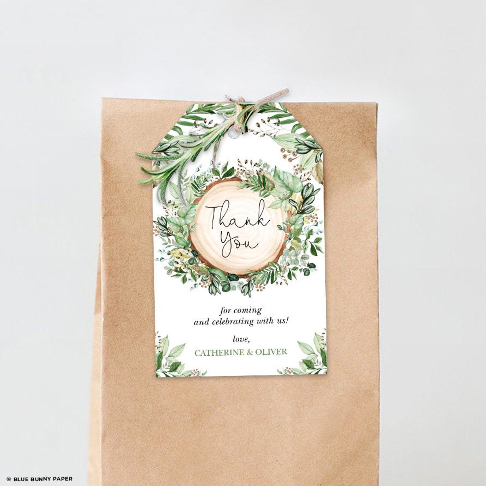 Greenery Favor Tag Template Rustic Botanical Baby Shower - Etsy
