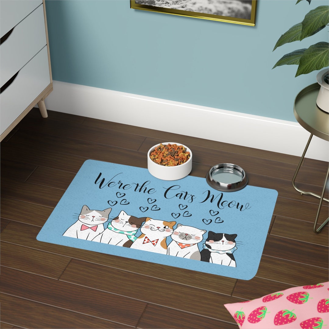 Cat Food Mat Cat Placemat Cute We're the Cat's Meow and Hearts ...
