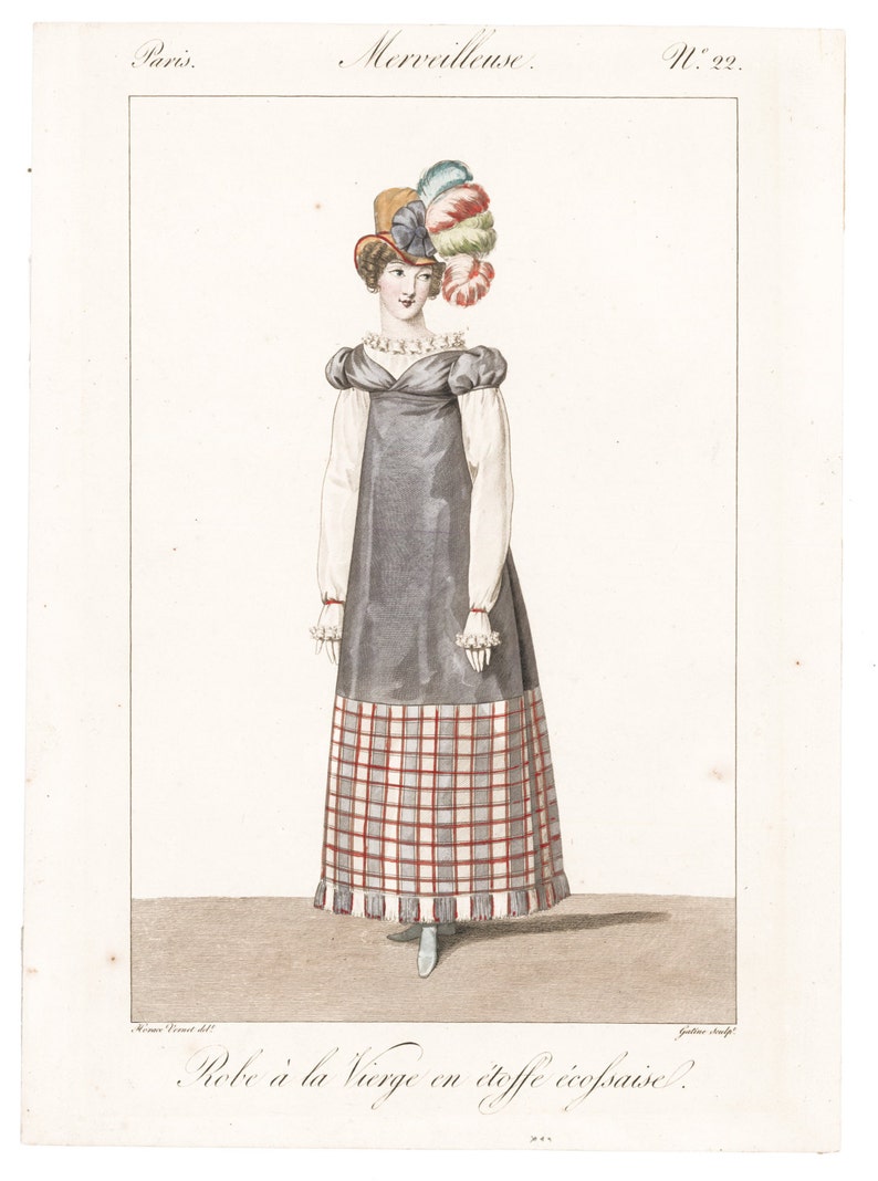 Vintage Print of a Scottish Maiden Costume C. 1815 - Etsy