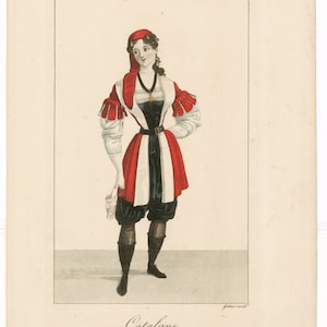 Antique Costume Print of a Catalan Folk Costume, C. 1825 - Etsy