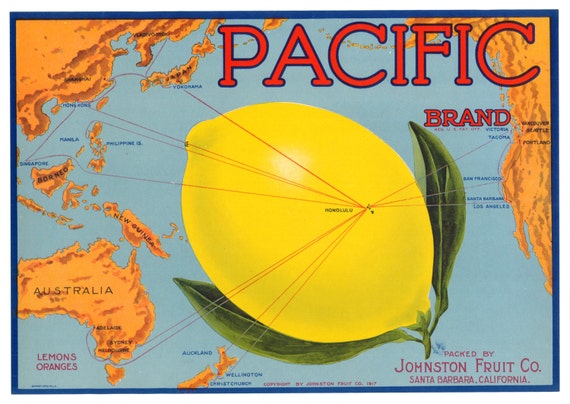 Vintage Crate Label for Pacific Lemons | Etsy