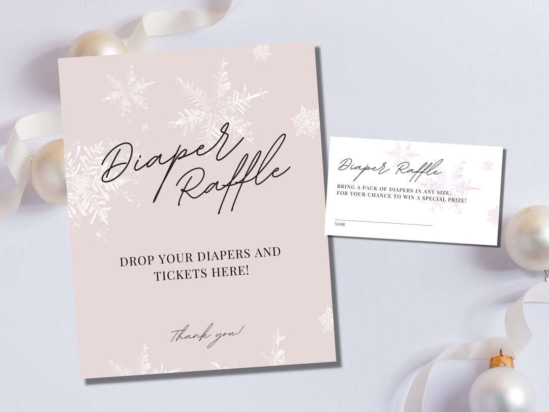 Winter Baby Shower Diaper Raffle Little Snowflake on the Way Modern ...