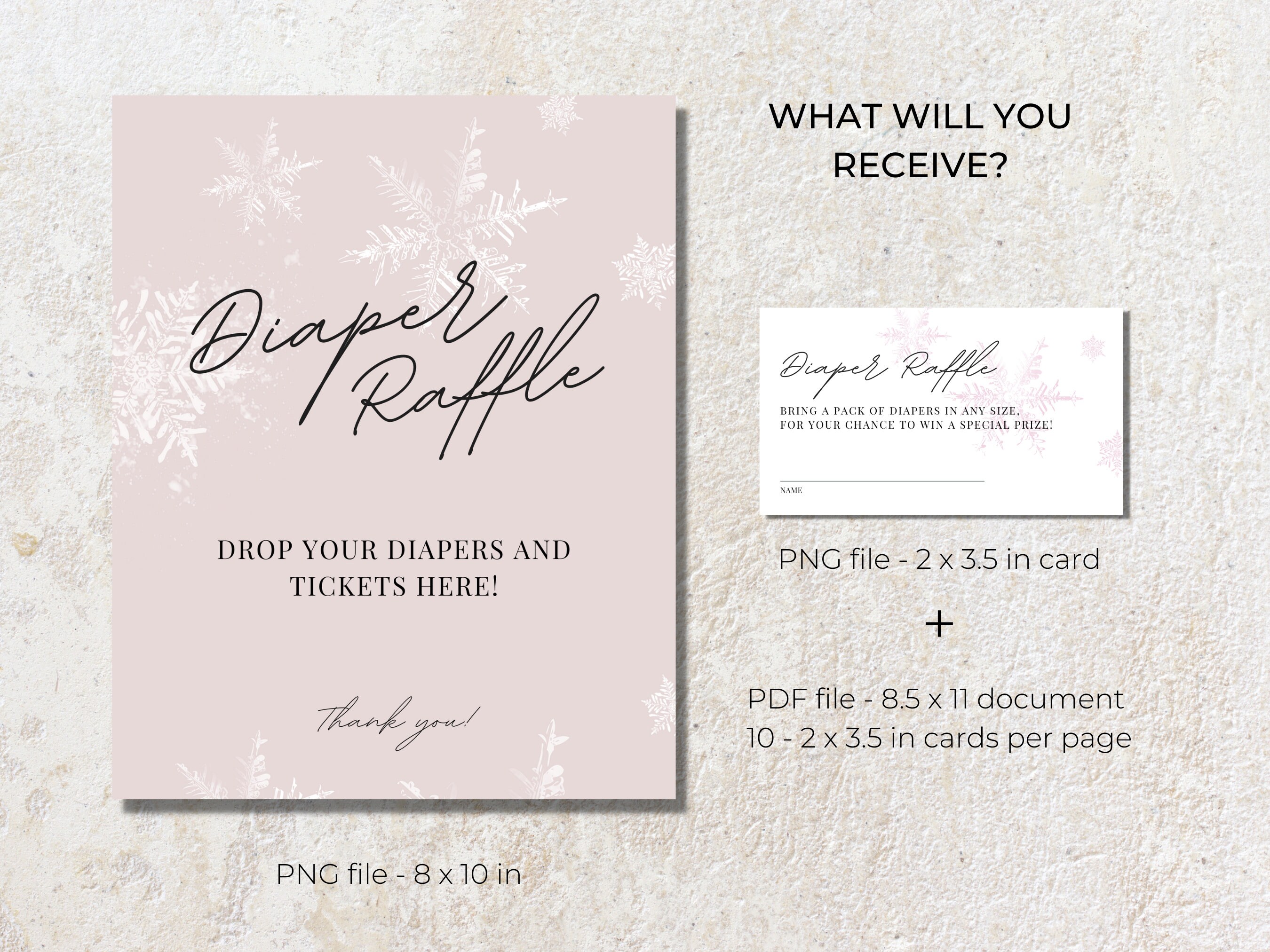 Winter Baby Shower Diaper Raffle Little Snowflake on the Way Modern ...