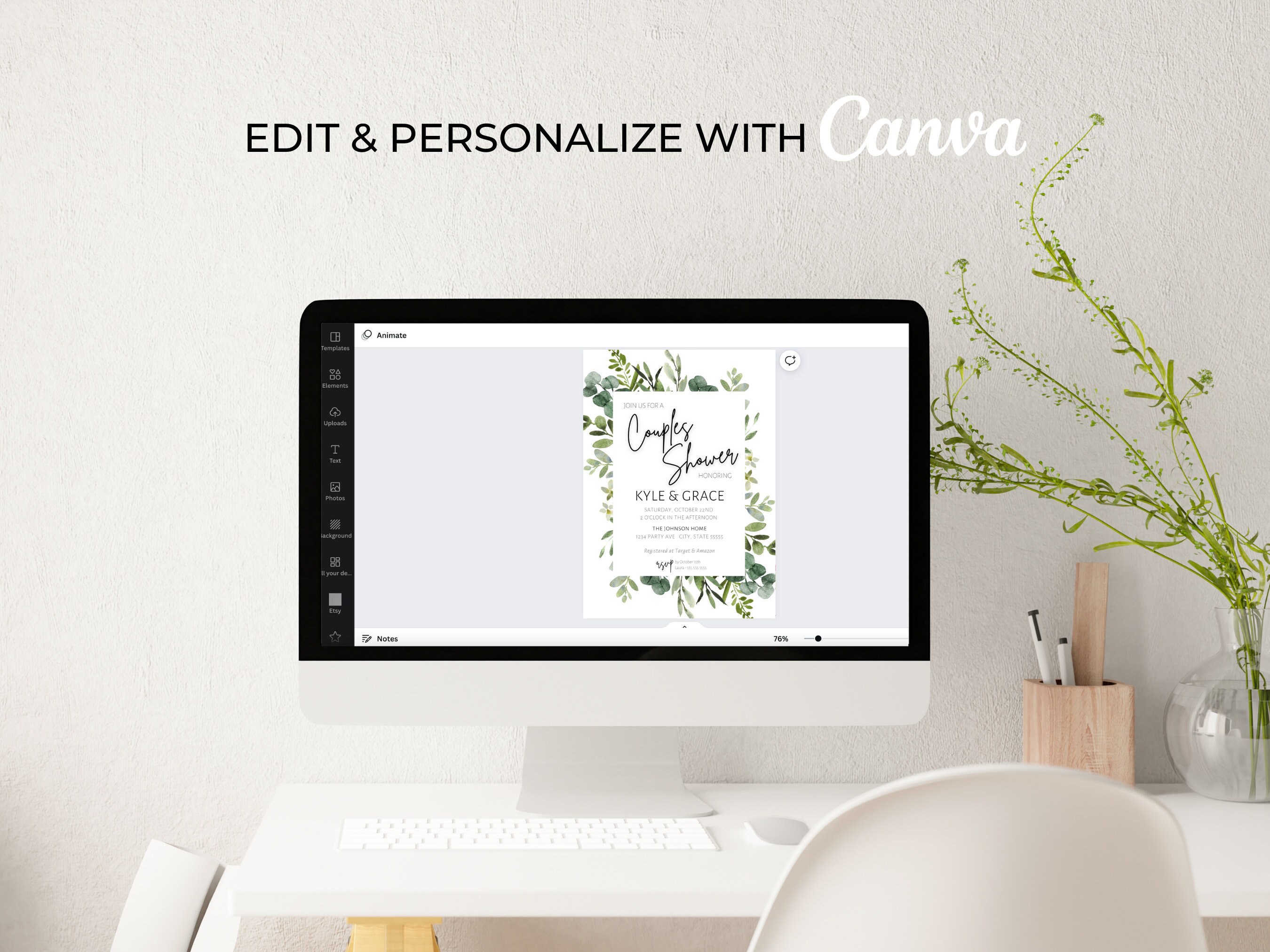 Couples Shower Invitation Lush Greenery Wedding Shower Invite Printable ...