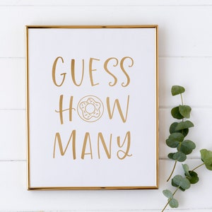 Guess How Many Sign - Guessing Game Signage - Gold Donut Party Decor ...