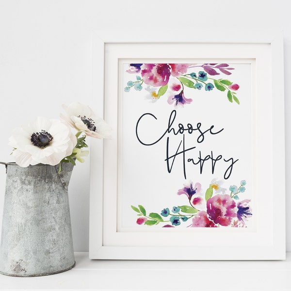 Choose Happy Print - Etsy