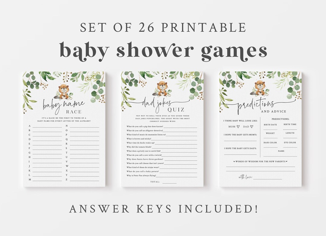 Beaver Baby Shower Game Bundle - 26 Printable Games & Activities ...