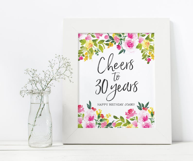 Cheers to 30 Years Sign Custom Birthday Sign 30th Birthday | Etsy