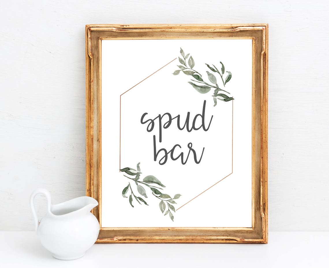 Spud Bar Wedding Sign - Spud Bar Ideas - Party Food Signs - Spud Buffet ...