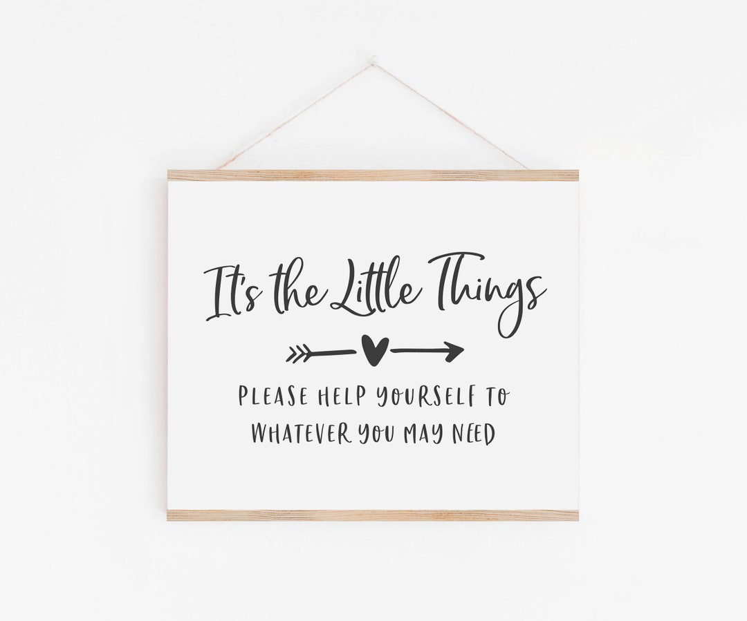It's the Little Things Sign - Wedding Toiletries Basket Sign - Wedding ...