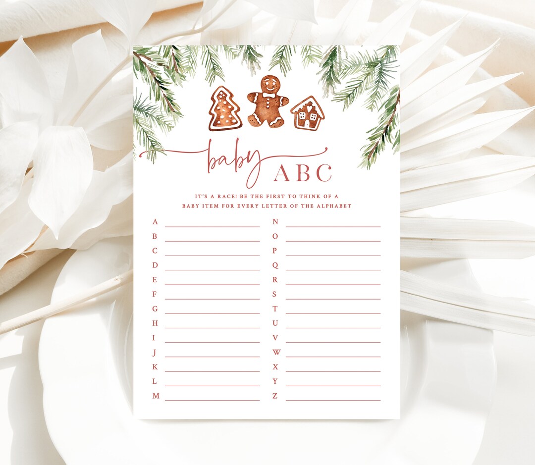 Gingerbread Baby Shower Game - Printable Baby Alphabet Race Game - Baby ...