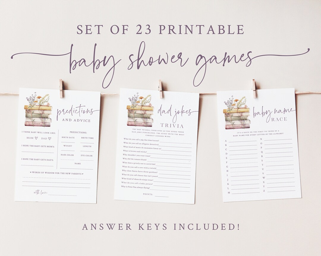 Storybook Baby Shower Game Bundle - Set of 23 Printable Games - Book ...