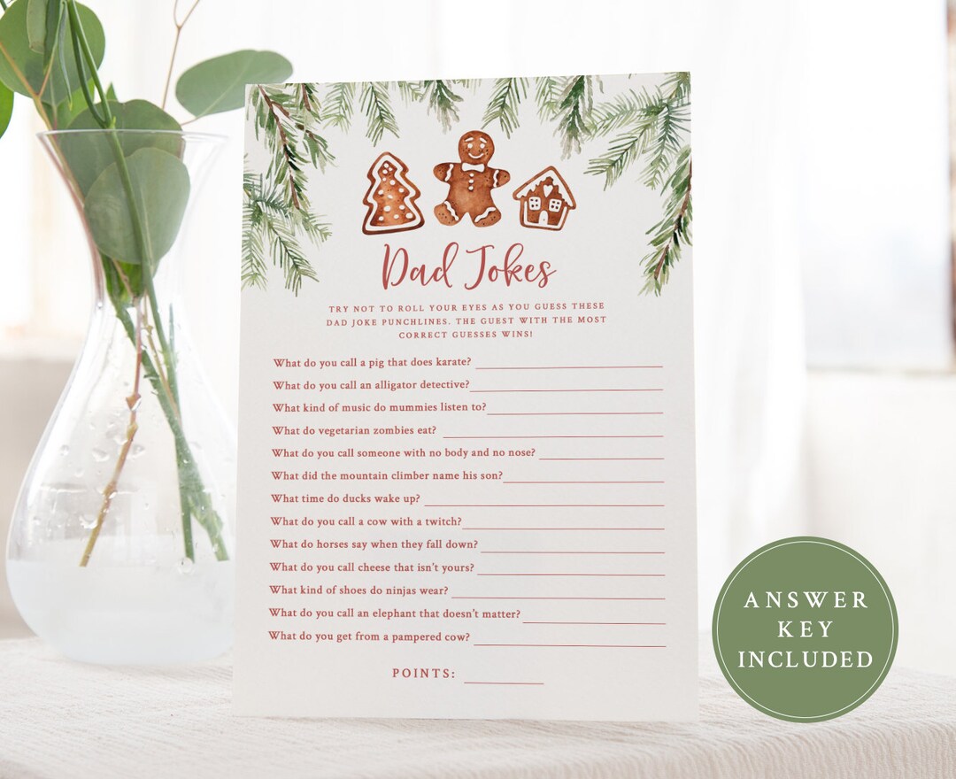 Gingerbread Baby Shower Dad Jokes Quiz Game With Answer Key - Etsy
