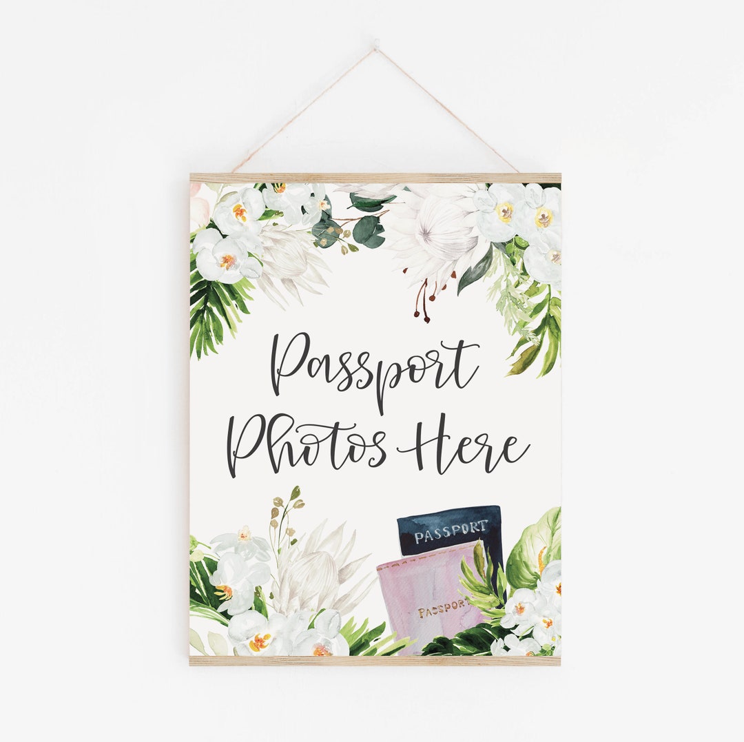 Travel Theme Photo Booth Sign - Passport Photos Here - Travel Bridal ...