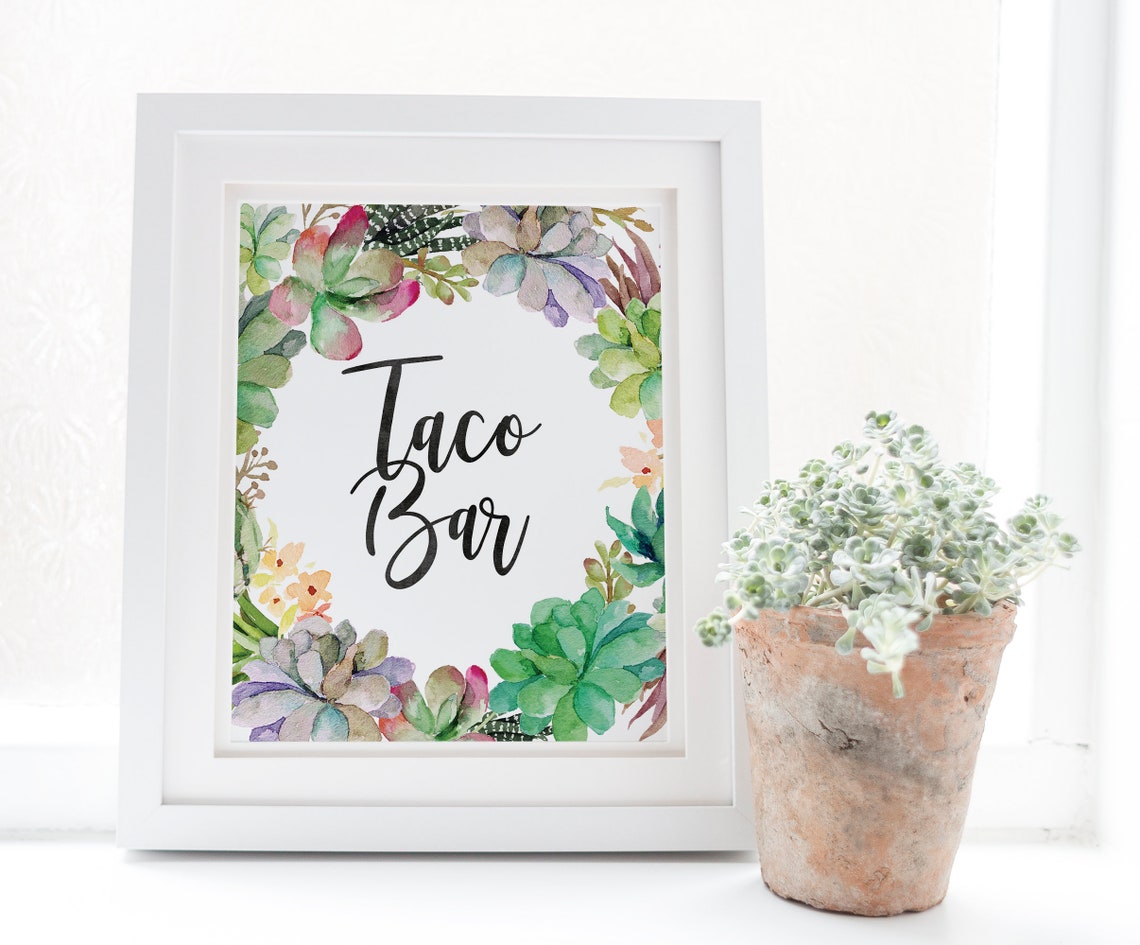 Taco Bar Sign Taco Bar Printable Fiesta Party Sign - Etsy