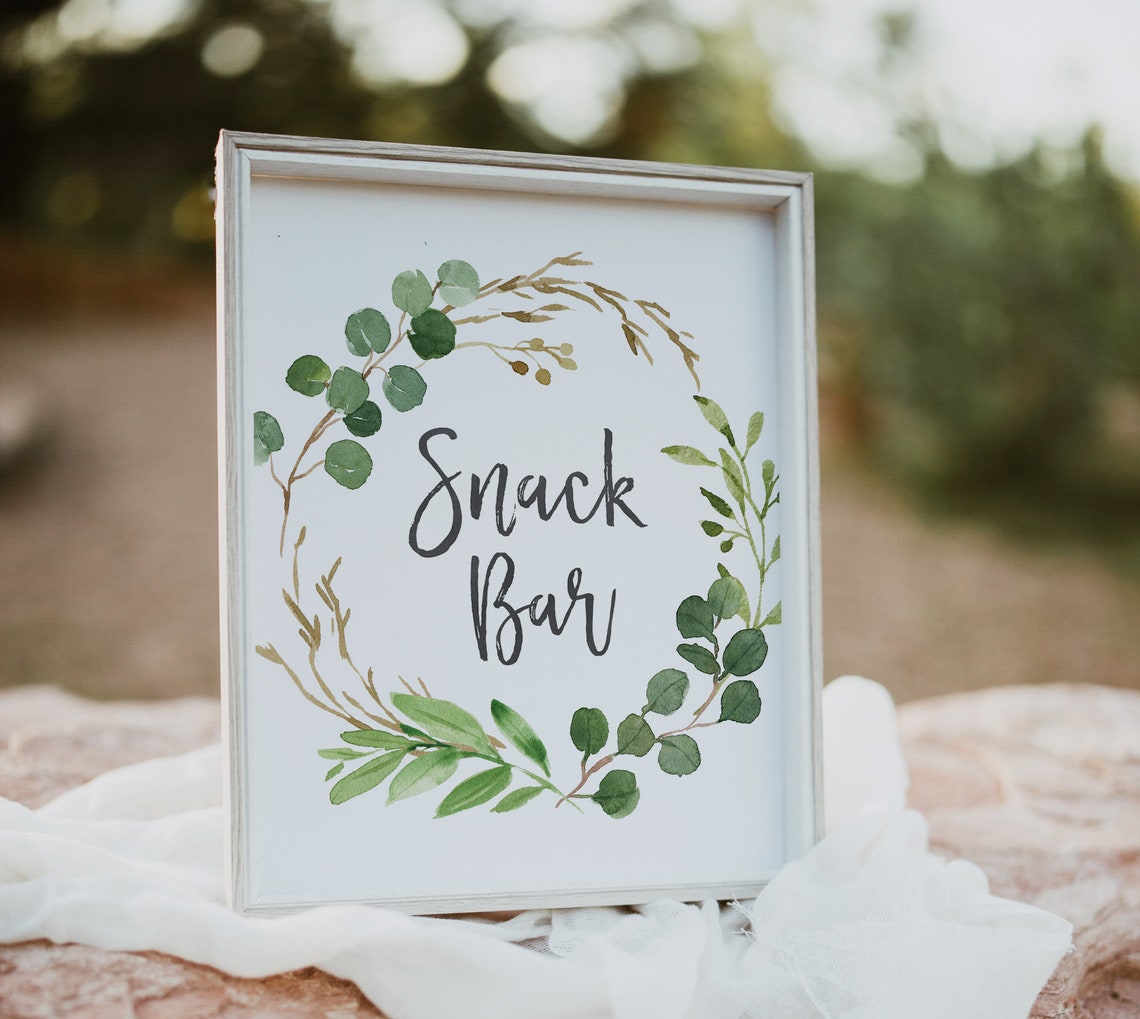 Snack Bar Sign 8x10 Printable Sign Eucalyptus Party - Etsy