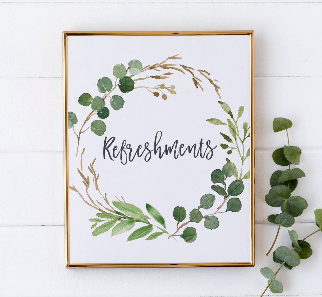 Refreshments Sign - Eucalyptus Baby Shower Decor - Gender Neutral ...