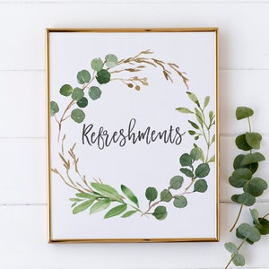 Refreshments Sign - Eucalyptus Baby Shower Decor - Gender Neutral ...