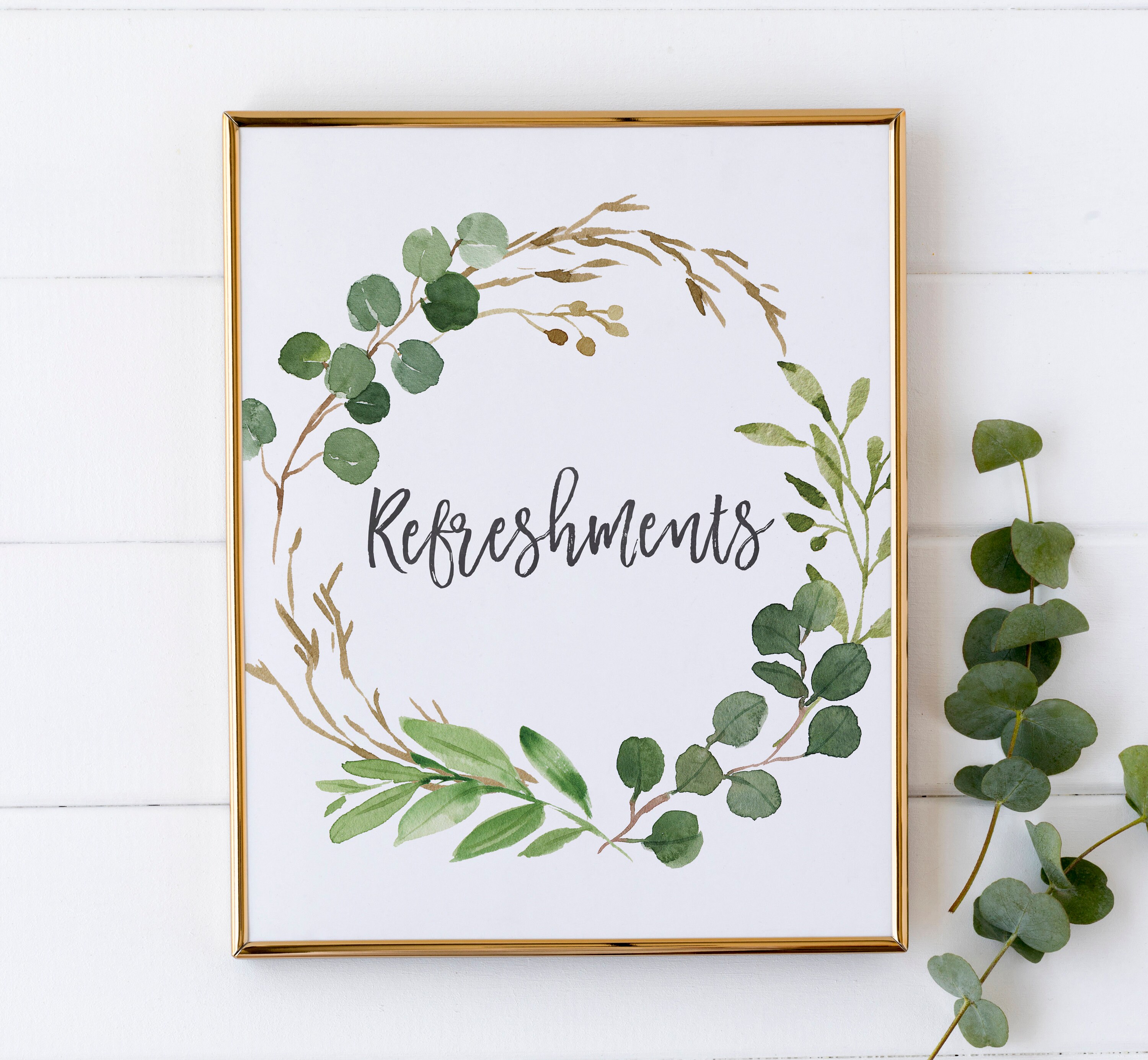 Refreshments Sign Eucalyptus Baby Shower Decor Gender | Etsy