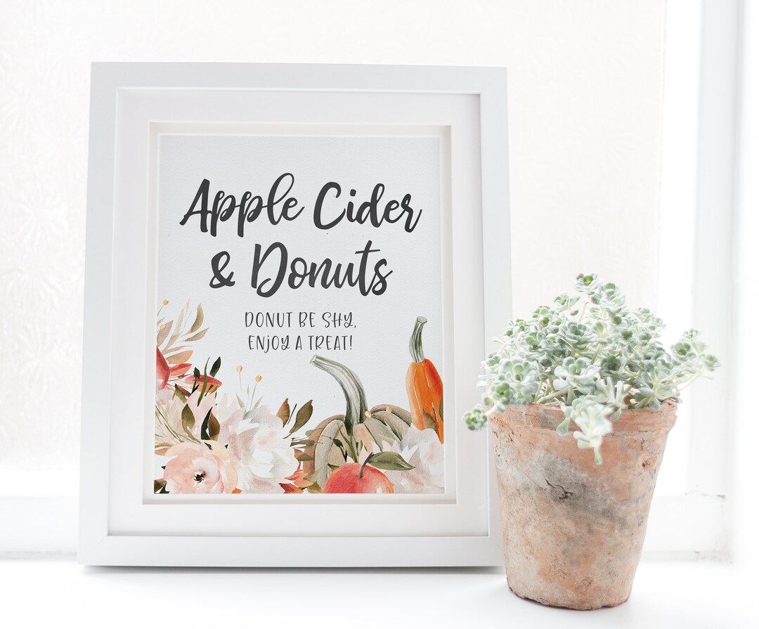 Autumn Party Decorations - Apple Cider and Donuts Sign - Fall Bridal ...