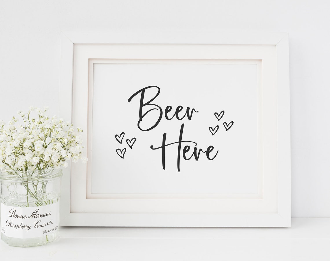 Beer Station Sign Printable - Beer Here Wedding Sign - Wedding Beer Bar ...