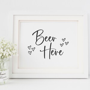 Beer Station Sign Printable - Beer Here Wedding Sign - Wedding Beer Bar ...