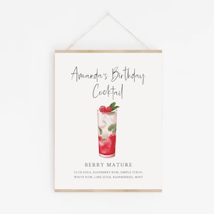 Birthday Party Signature Drink Sign - Funny Adult Birthday Party ...