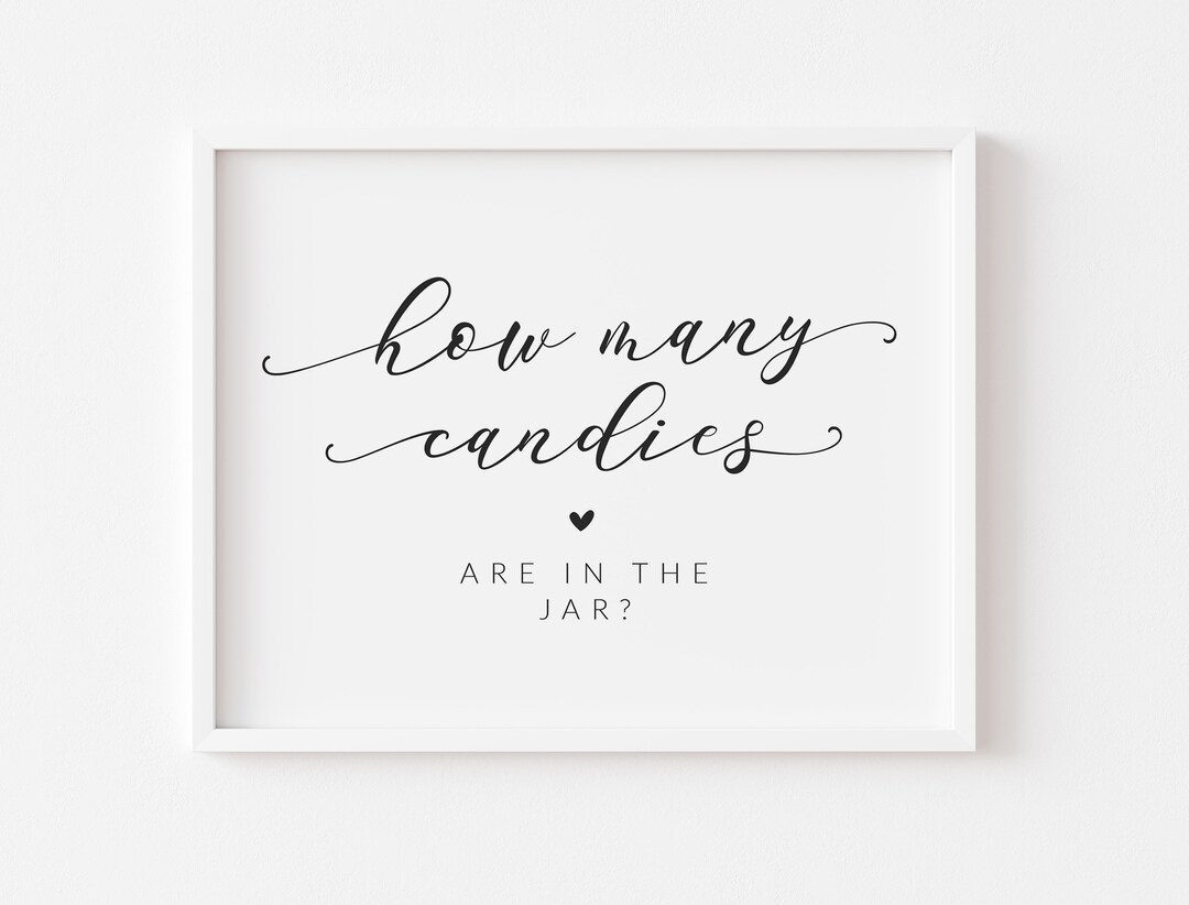 How Many Candies Are in the Jar Game - Bridal Shower Guessing Game Sign ...