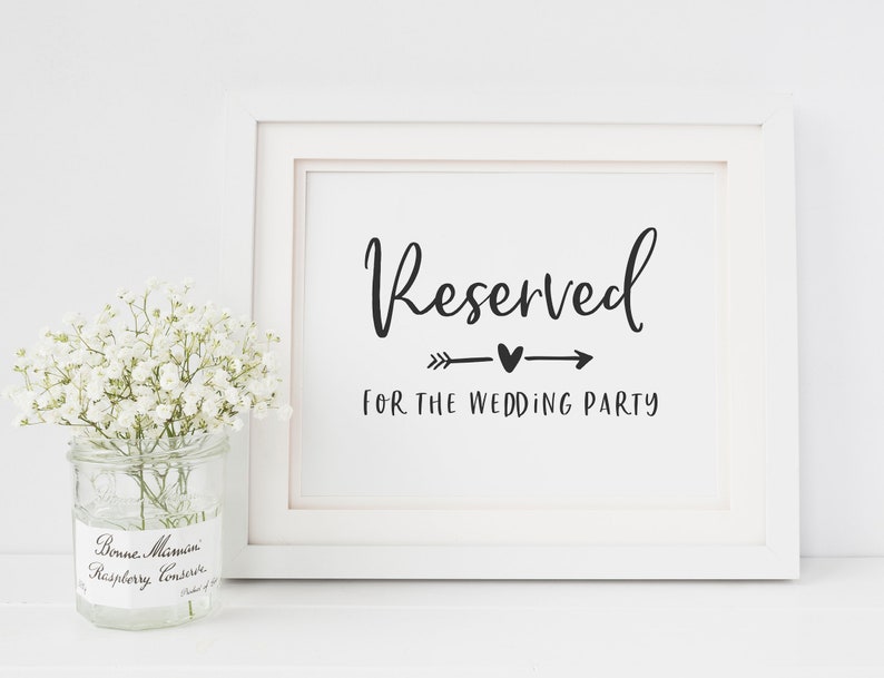 Reserved for Wedding Party Sign Wedding Reserved Seating - Etsy