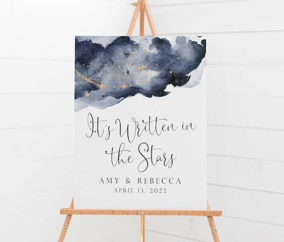 Navy Blue Written in the Stars Wedding Welcome Poster - Etsy