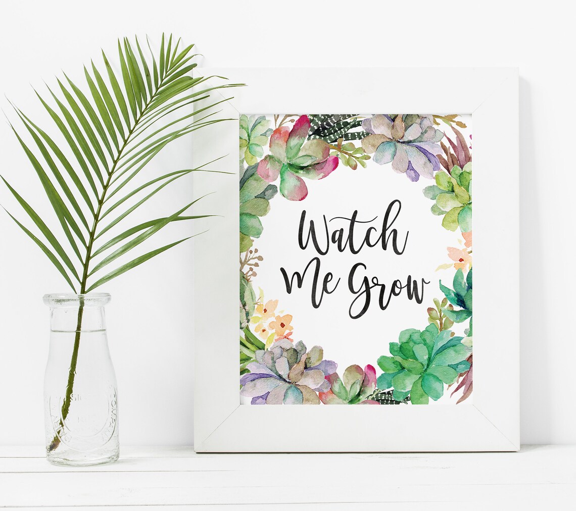 Watch Me Grow Sign - Succulent Favors Sign - Baby Shower Succulent ...