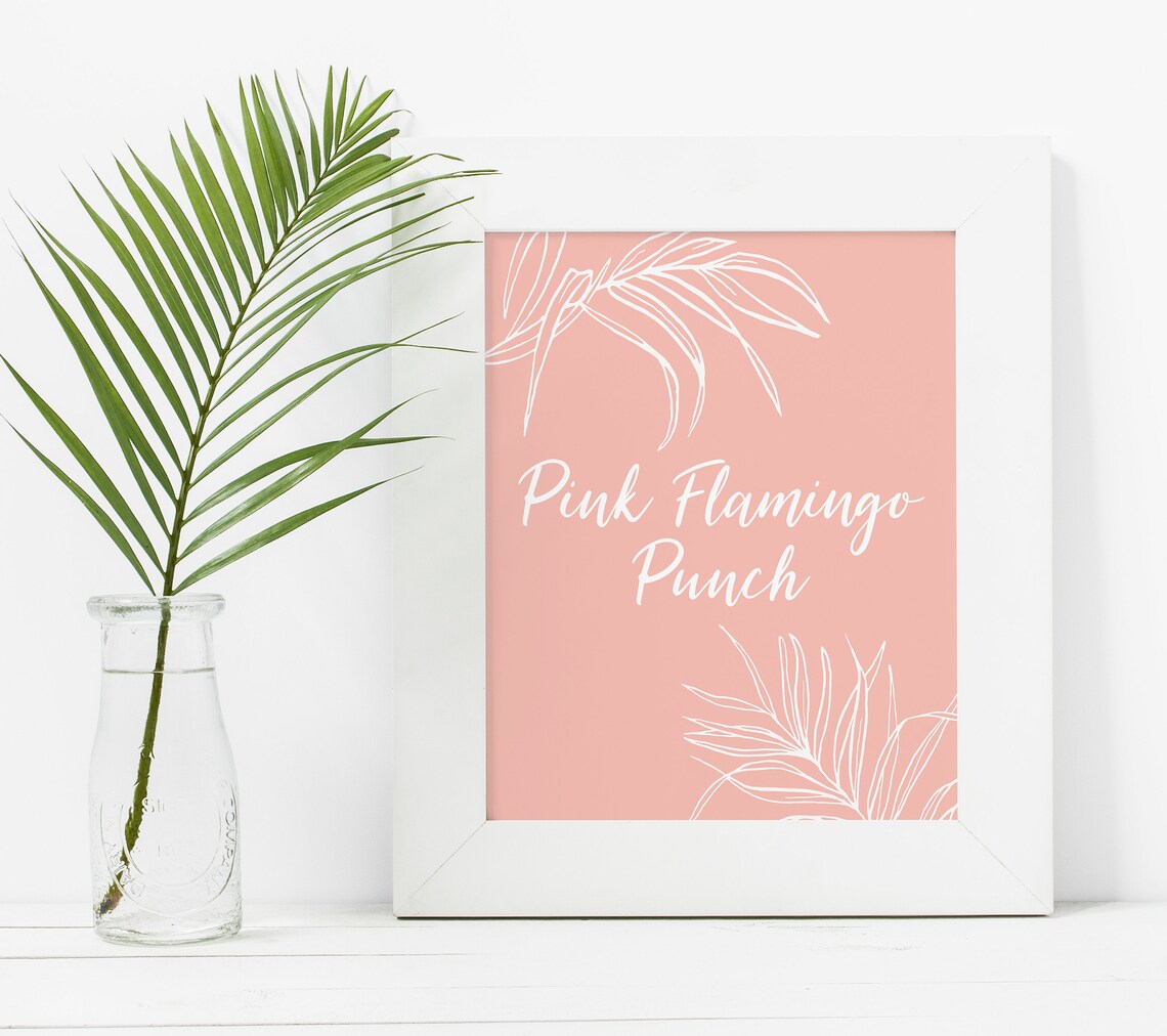 Pink Flamingo Punch Sign Flamingo Party Decor Tropical - Etsy