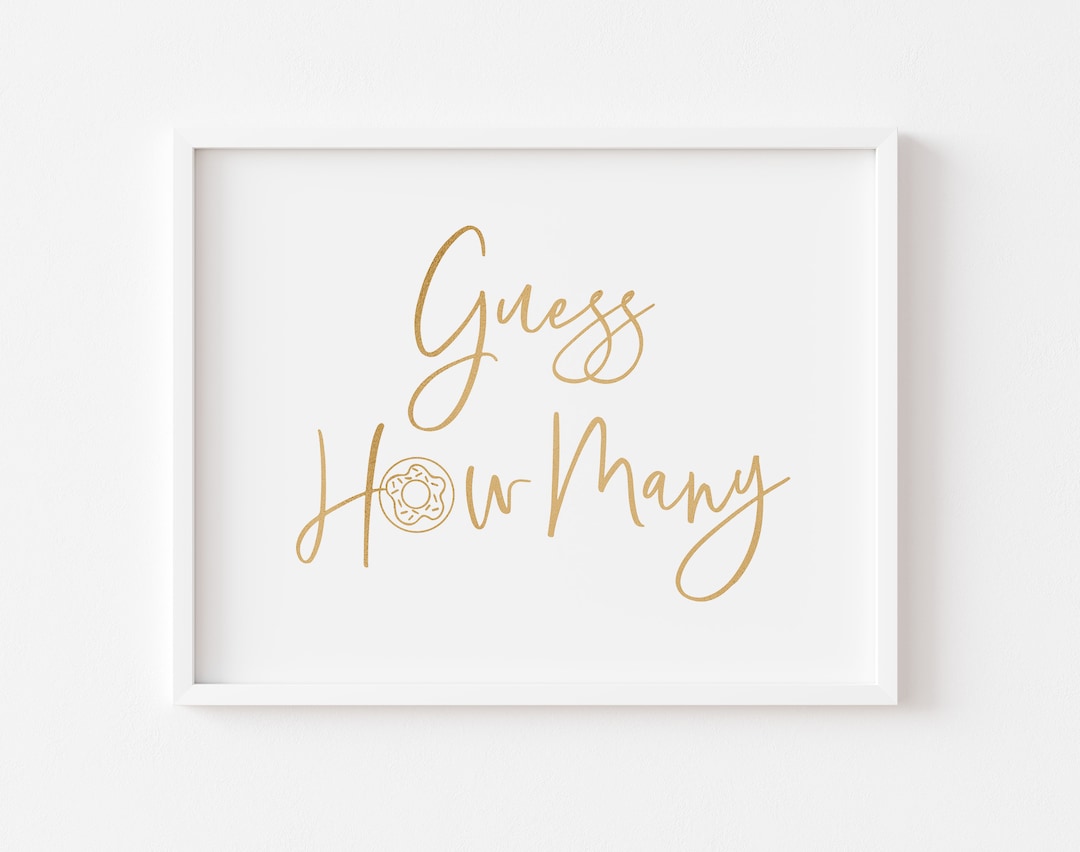 Guess How Many Sign - Guessing Game Signage - Gold Donut Party Decor ...