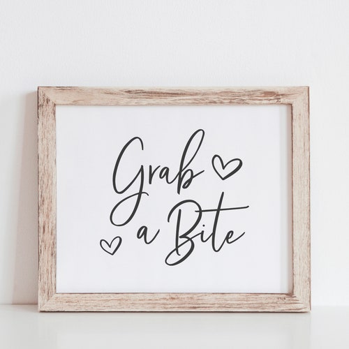 Food Table Sign Grab a Bite Buffet Table Sign Black and | Etsy Canada